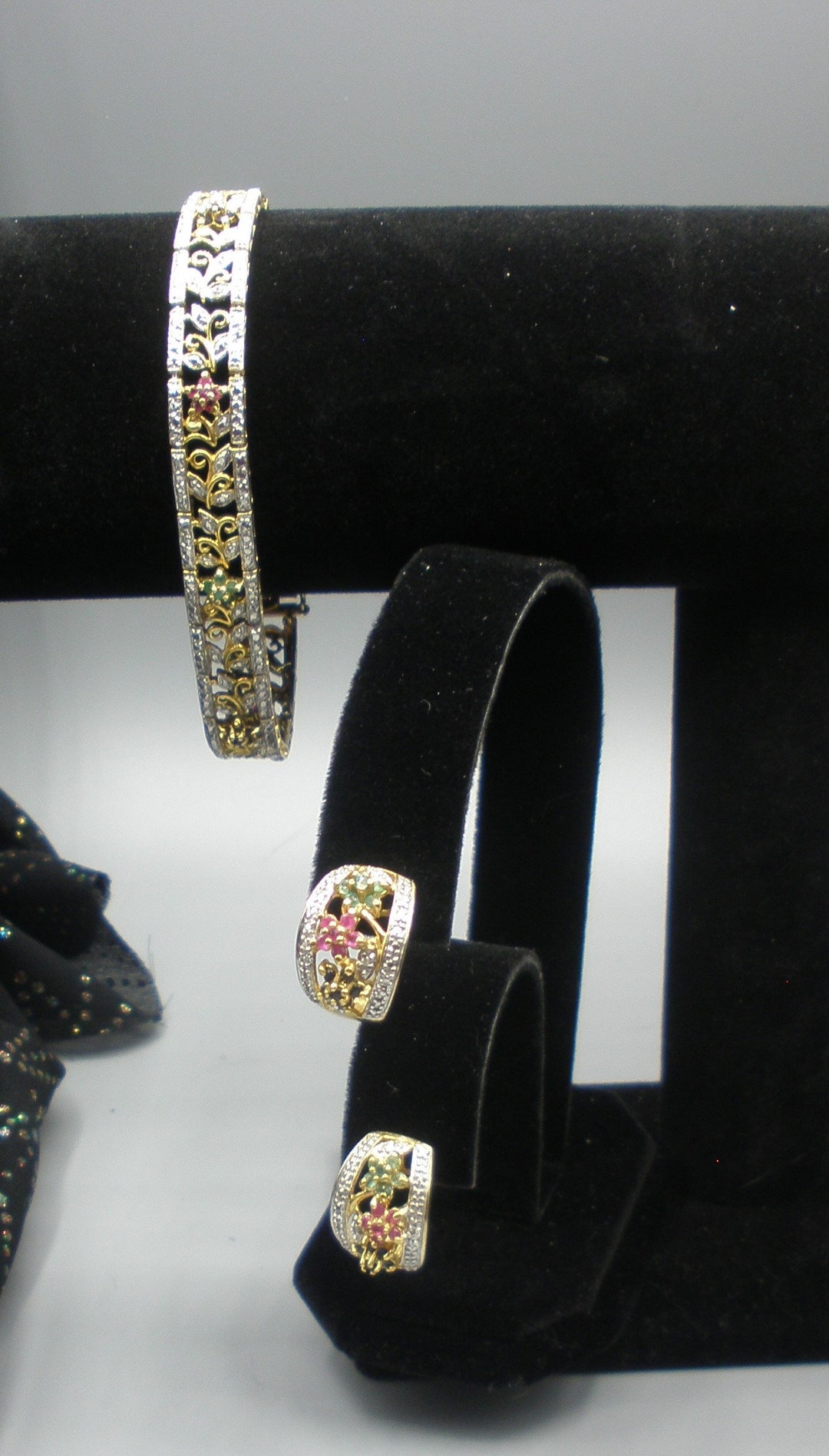 Ross Simons Sterling Gold Filigree Gem Bracelet With Matching Earrings ...