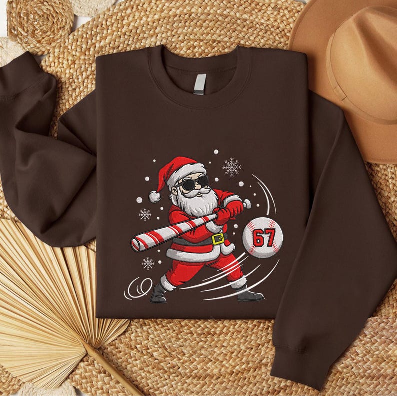Embroidery Design File: Santa Baseball Embroidery, Funny Christmas ...