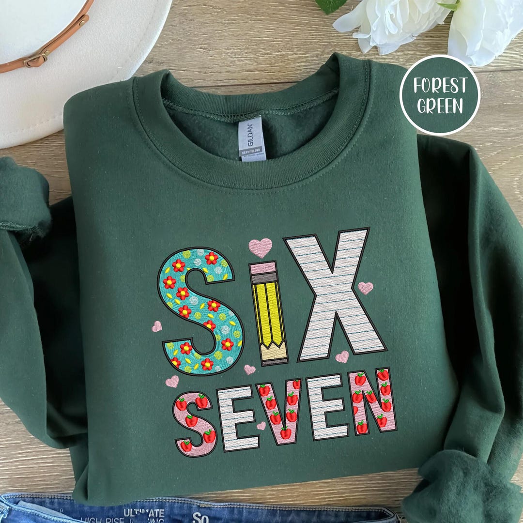 Embroidery Design File: Funny Six Seven 6 7 Meme Teacher Embroidery ...