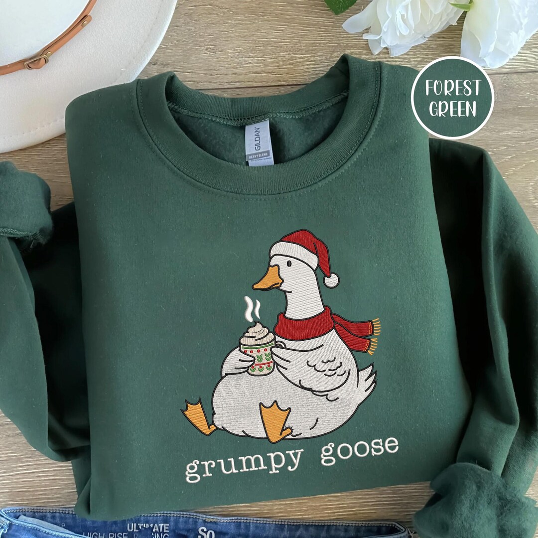 Embroidery Design File: Funny Couple Christmas Goose Embroidery ...