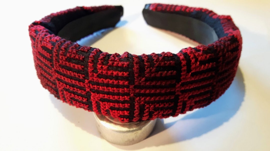 Palestinian Embroidered Headband on Black Fabric - Etsy