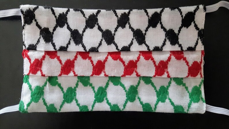 Palestinian flag black red green keffiyeh mask 1 | Etsy