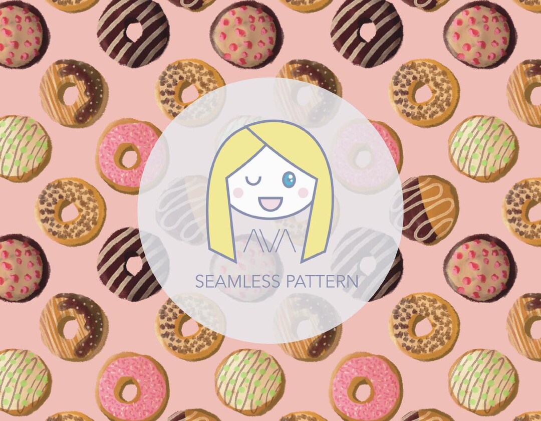 Sweet Doughnut Repeat Print - Seamless Pattern - Digital Pattern ...