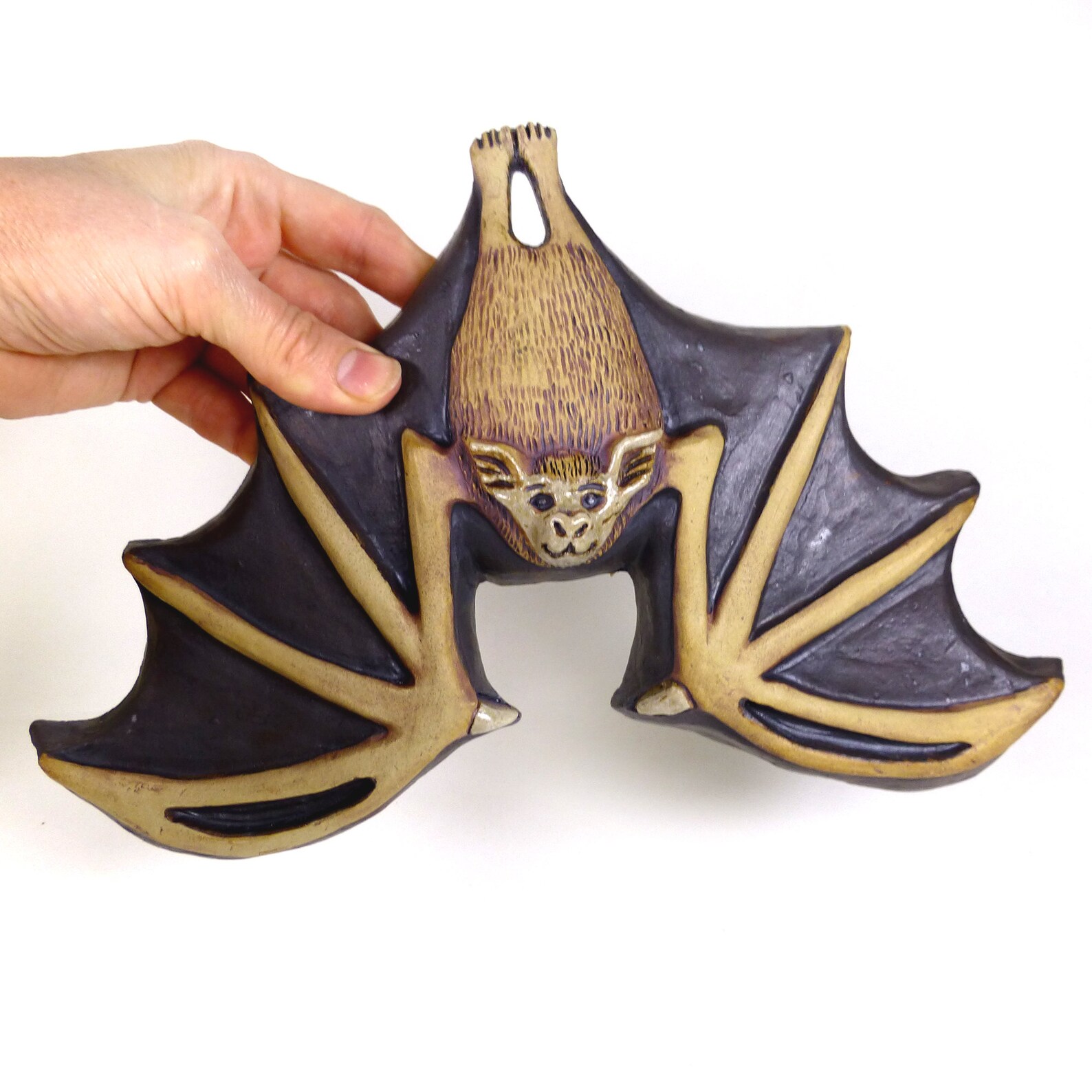 Black Bat Wall Plaque Large Design Garden Art Halloween - Etsy UK