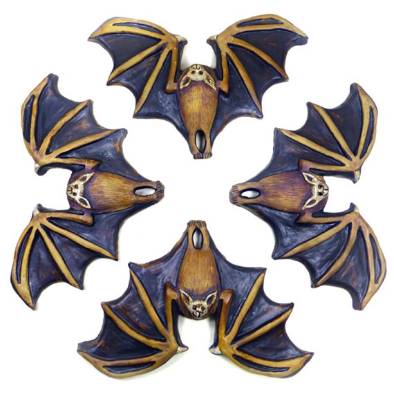 Black Bat Wall Plaque Large Design Garden Art Halloween - Etsy UK