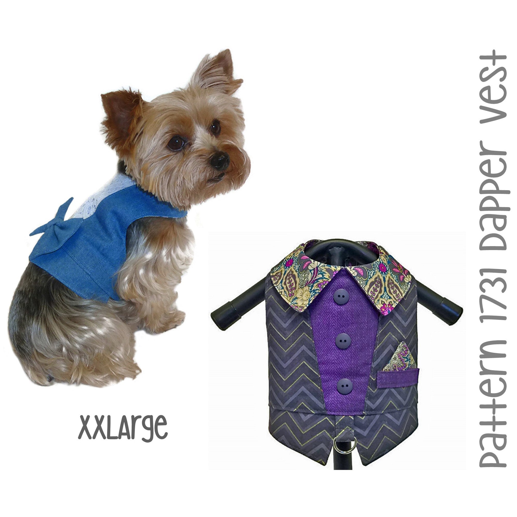 Dapper Dog Vest Sewing Pattern 1731 Dog and Cat Clothes | Etsy