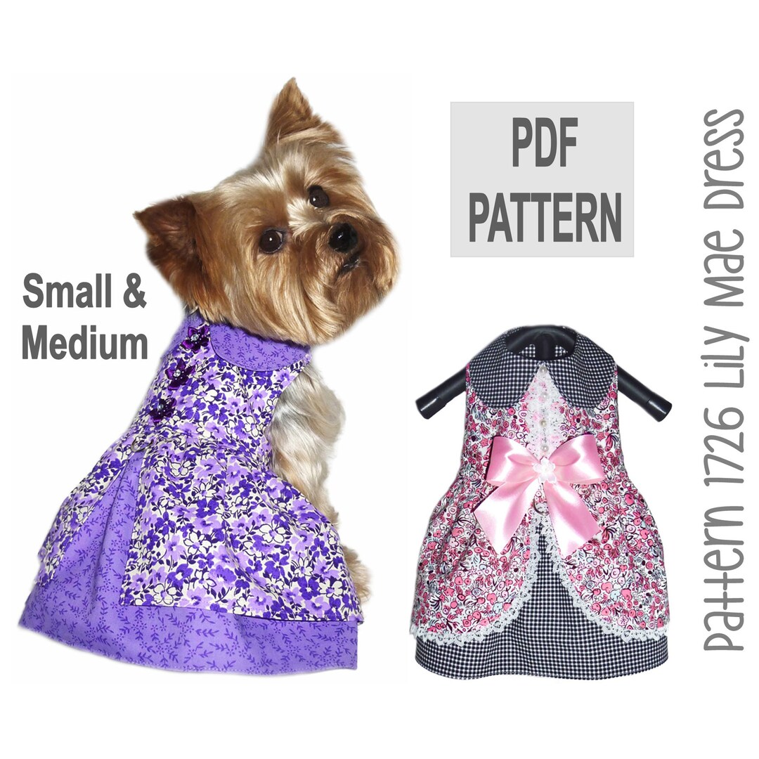 Lily Mae Dog Dress PDF Sewing Pattern 1726 | Small - Medium | Dog Dress ...