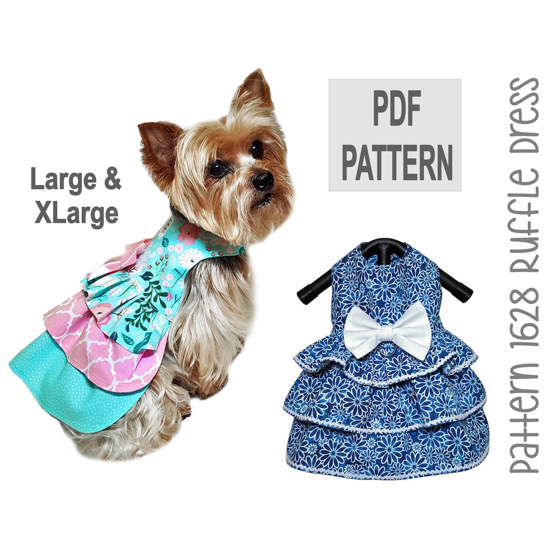 Ruffle Dog Dress Sewing Pattern 1628 Dog Clothing Patterns Dog Dresses ...