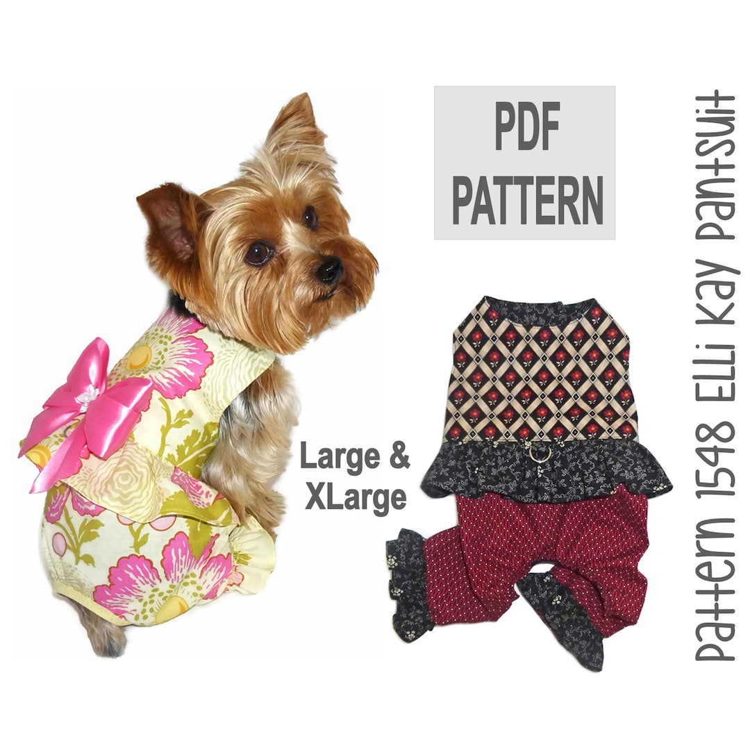 Elli Kay Dog Pants Suit Sewing Pattern 1548 Dog Clothes Patterns Dog ...
