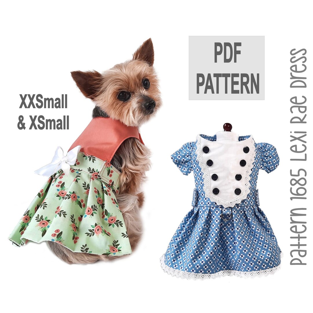 Dog Dress PDF Sewing Pattern 1685 | Xxsmall - Xsmall | Chest Wrap ...