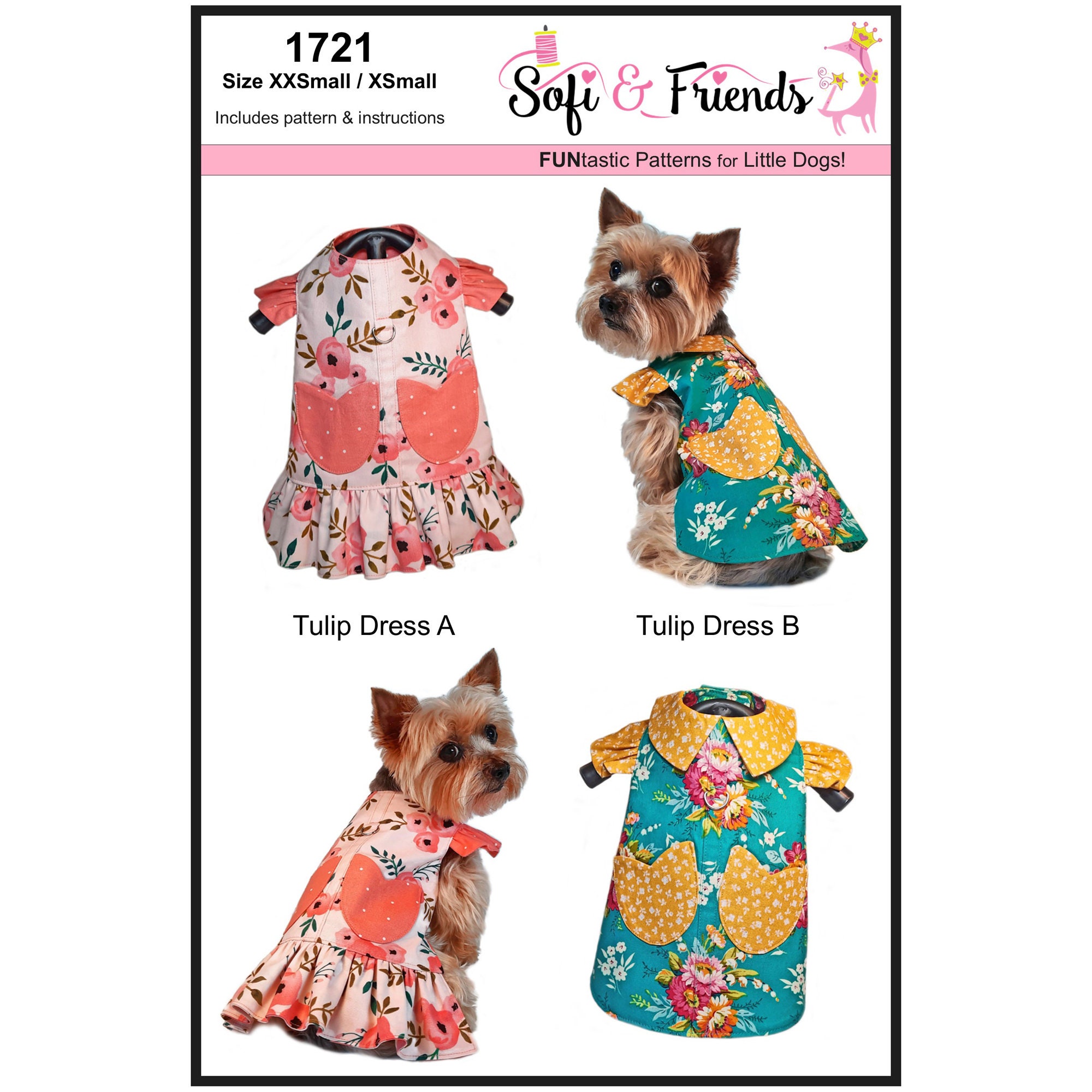 Tulip Dog Dress Sewing Pattern 1721 Pet Dog Cat Dresses - Etsy