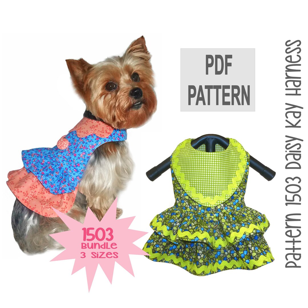 Dog Harness Sewing Pattern 1503 Bundle 3 Sizes Small Dog Ruffle Harness ...