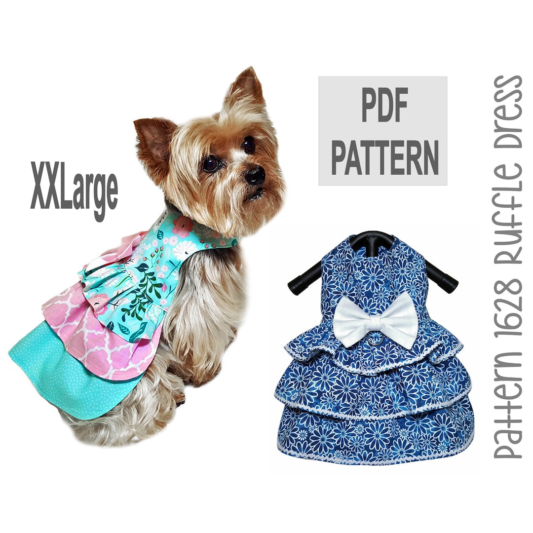 Ruffle Dog Dress Sewing Pattern Xxlg | PDF DIY 3-tier Outfit With Bows ...