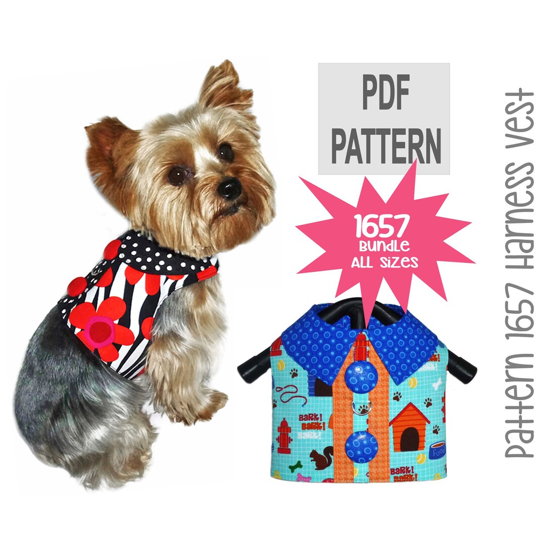 Dog Harness Sewing Pattern 1657 - Dog Clothes Patterns - Pet Dog Vests - Small Dog Shirts - Dog ...