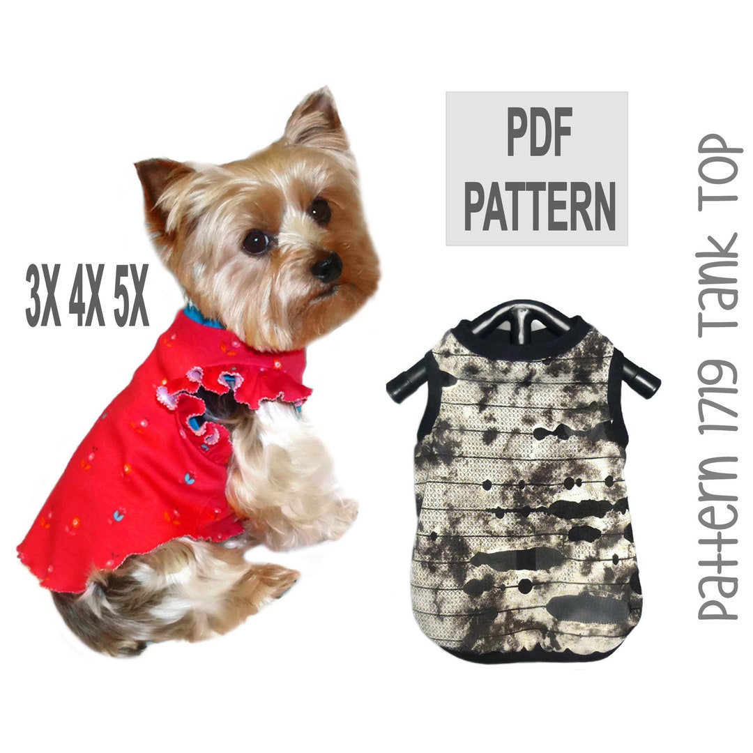 Dog Tank Top Sewing Pattern 1719 - Medium Dog Sports Shirts - Medium ...