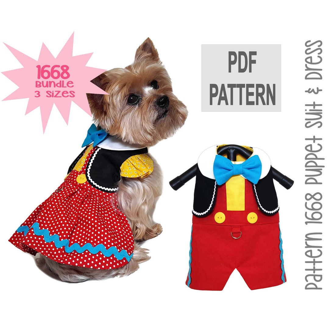 Puppet Dog Dress and Dog Suit Sewing Pattern 1668 Dog Costume Patterns ...