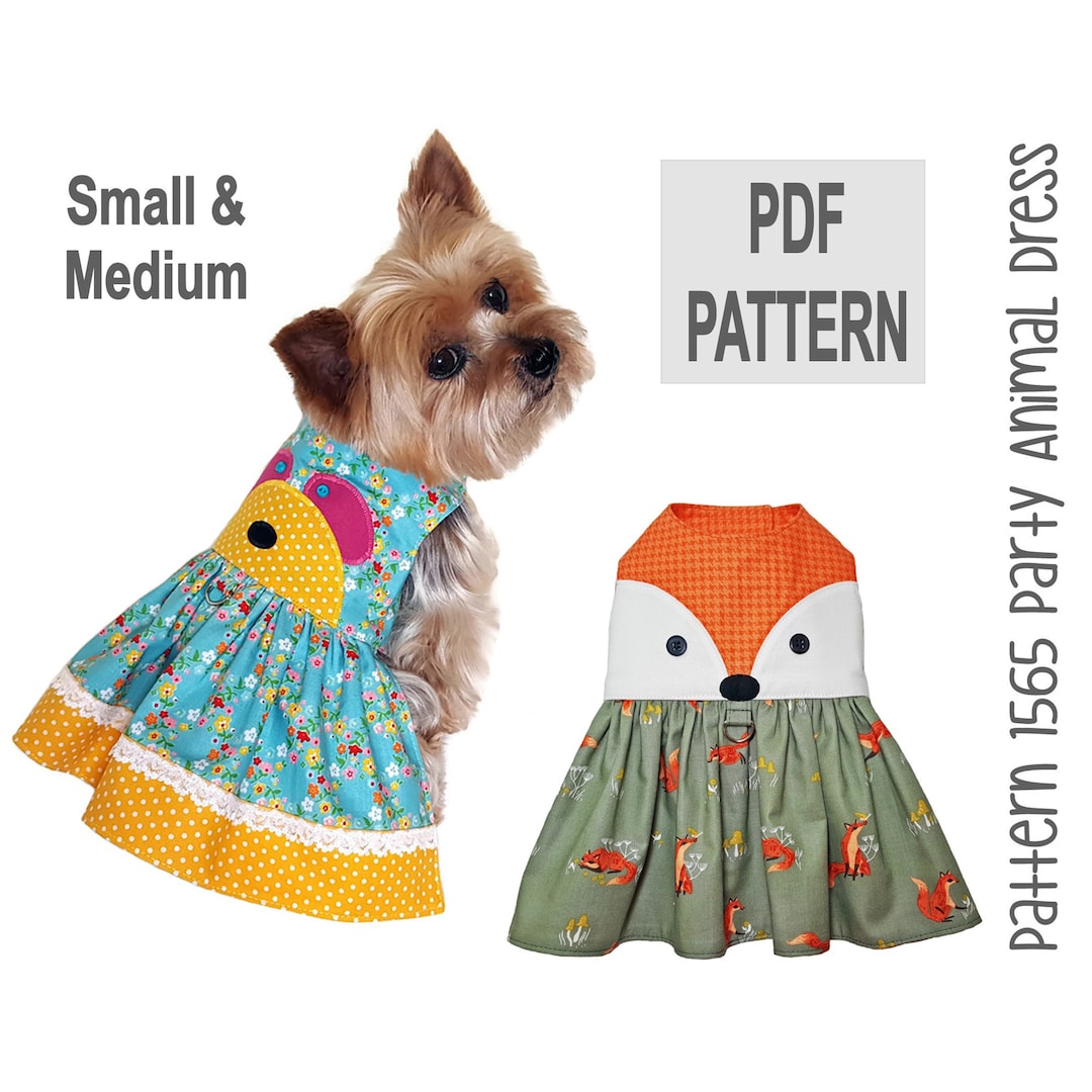 Party Animal Dog Dress Sewing Pattern 1565 | Sm - Med | Fun Fox & Bear ...