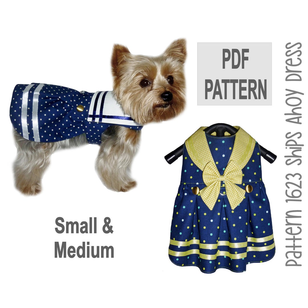 Sailor Dog Dress Sewing Pattern 1623 | Small & Medium | PDF Pattern ...