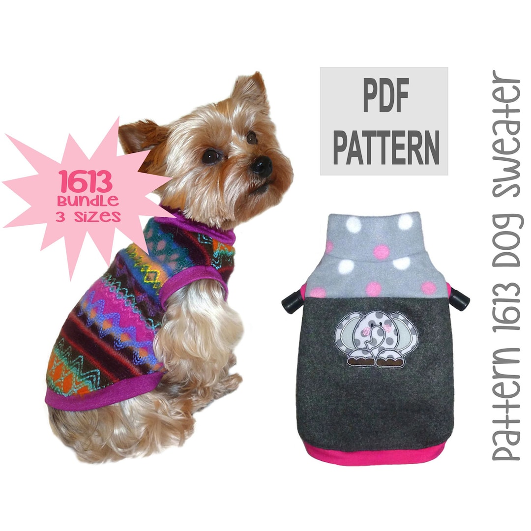 Dog Sweater Sewing Pattern | Bundle 3 Sizes | PDF DIY Knit or Fleece ...