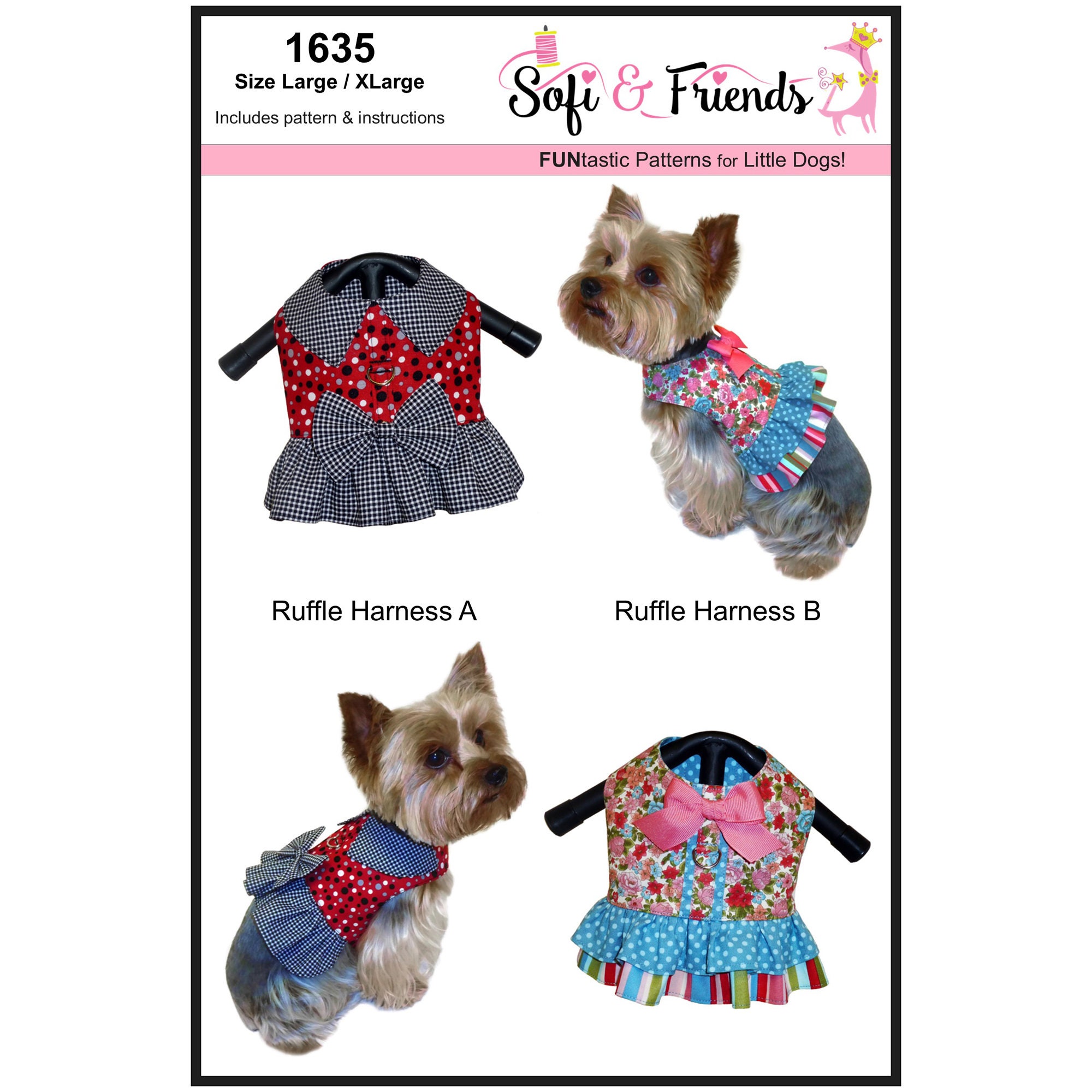 Ruffle Dog Harness Sewing Pattern 1635 Dog Clothes Patterns | Etsy
