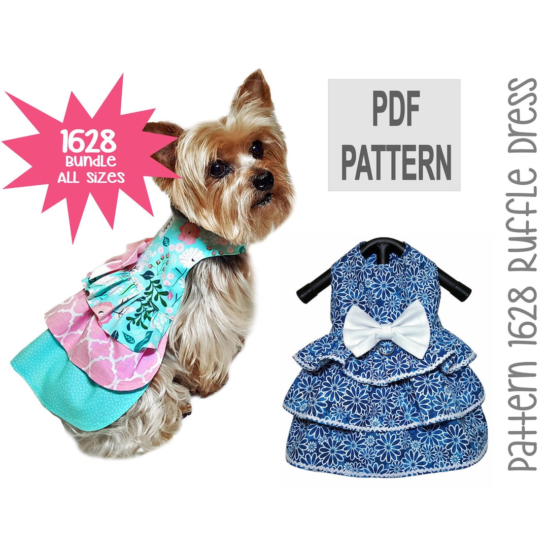 Ruffle Dog Dress Sewing Pattern 1628 Dog Clothes Pattern Dog Dresses ...
