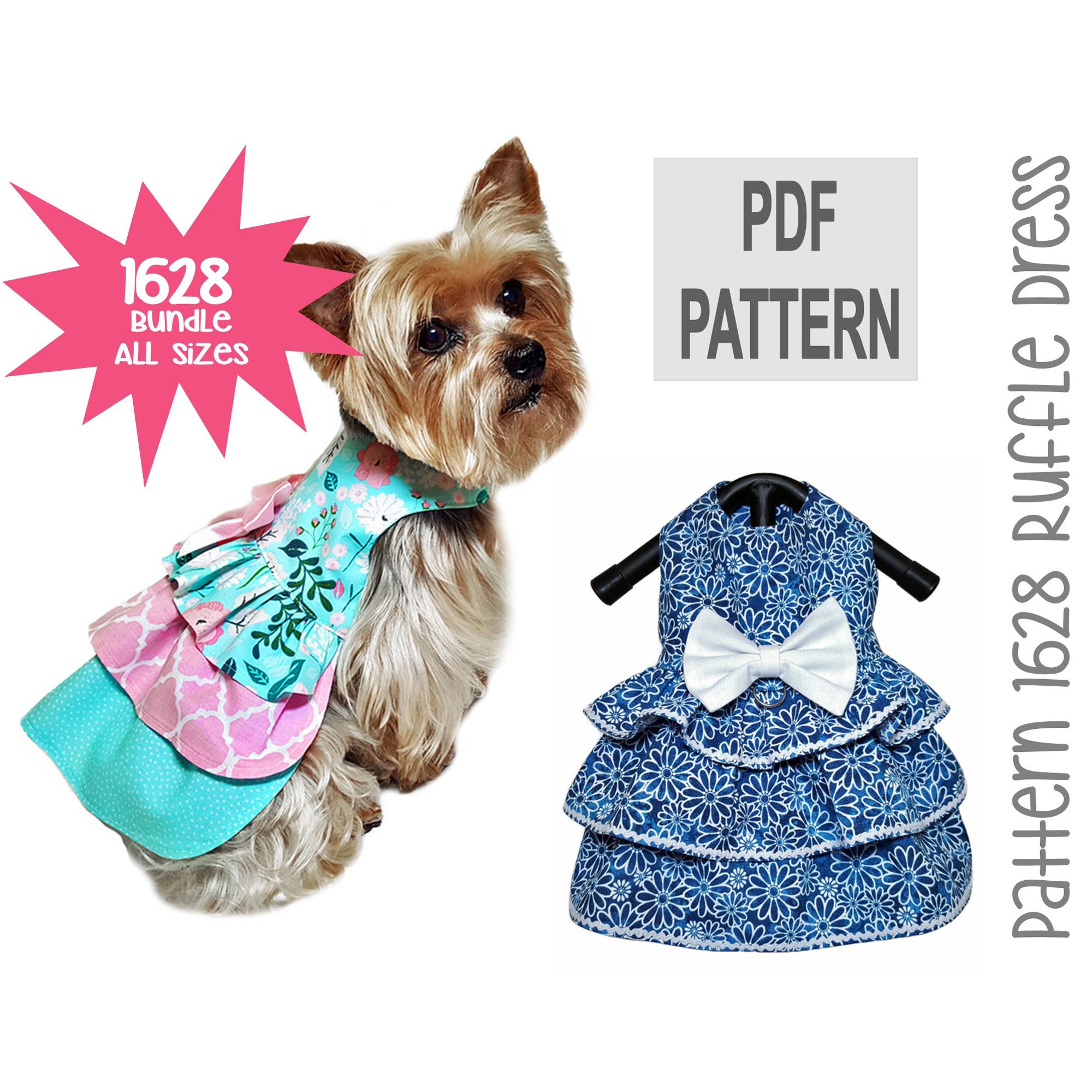Ruffle Dog Dress Sewing Pattern | Bundle All Sizes | PDF DIY Tiered ...