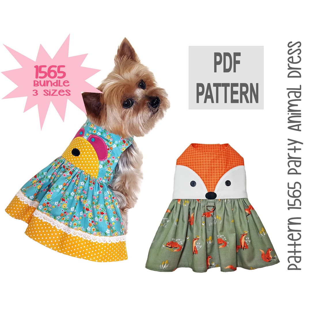 Party Animal Dog Dress Sewing Pattern 1565 | Bundle 3 Sizes | Fox ...