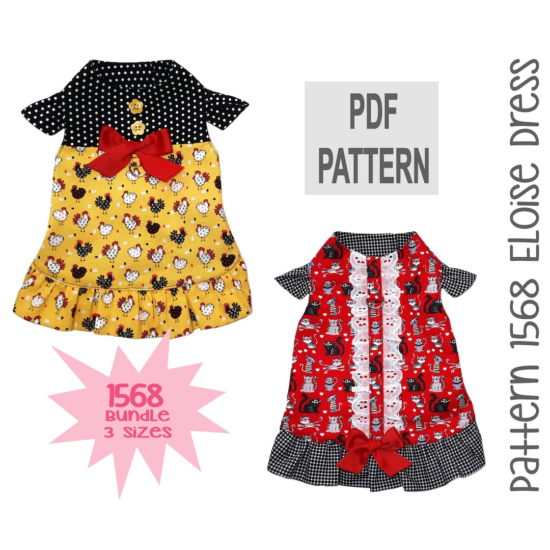 Eloise Dog Dress Sewing Pattern 1568 | Bundle 3 Sizes | Easy DIY A-line ...