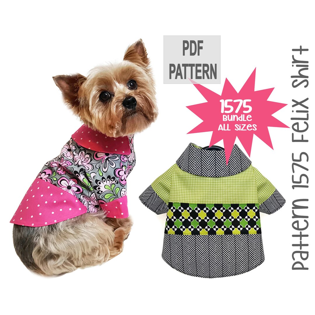 Felix Dog Shirt PDF Pattern 1575 | Bundle All Sizes | Color Block Dog ...