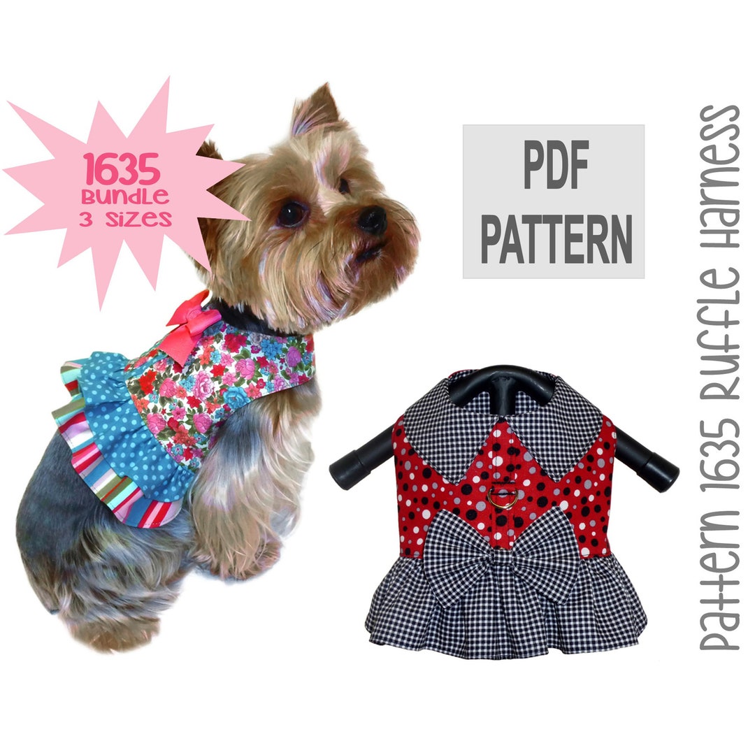 Ruffle Dog Harness Sewing Pattern 1635 Dog Clothes Patterns Small Dog ...