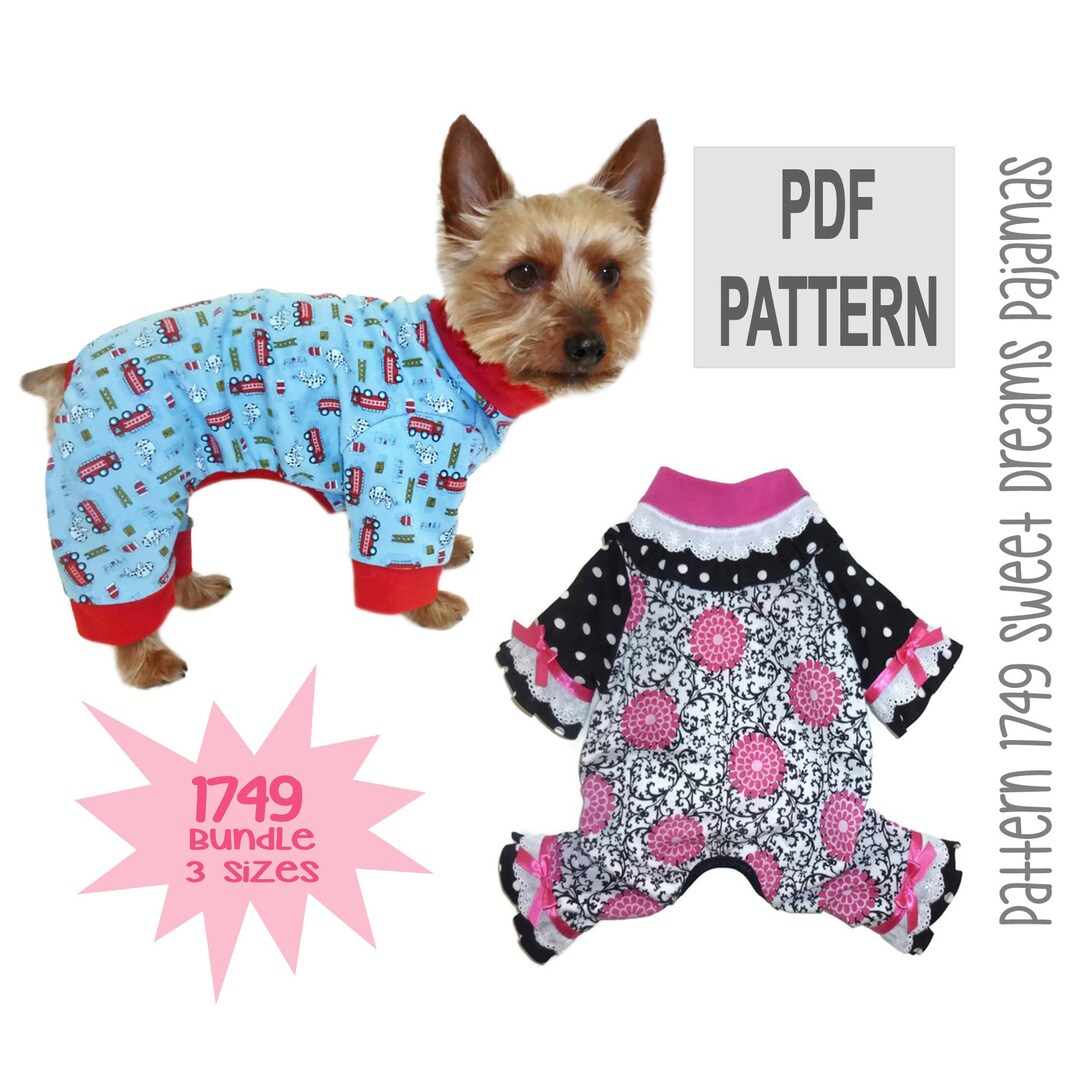 Sweet Dreams Dog Pajamas Sewing Pattern - Bundle 3 Sizes – PDF Cozy Pet ...