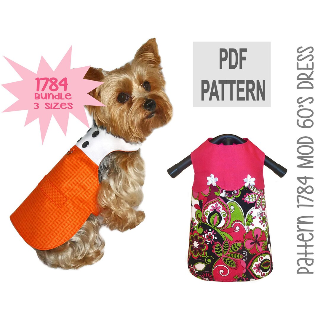 Mod 60's Dog Dress Sewing Pattern 1784 Pet Clothes Patterns Groovy Dog ...