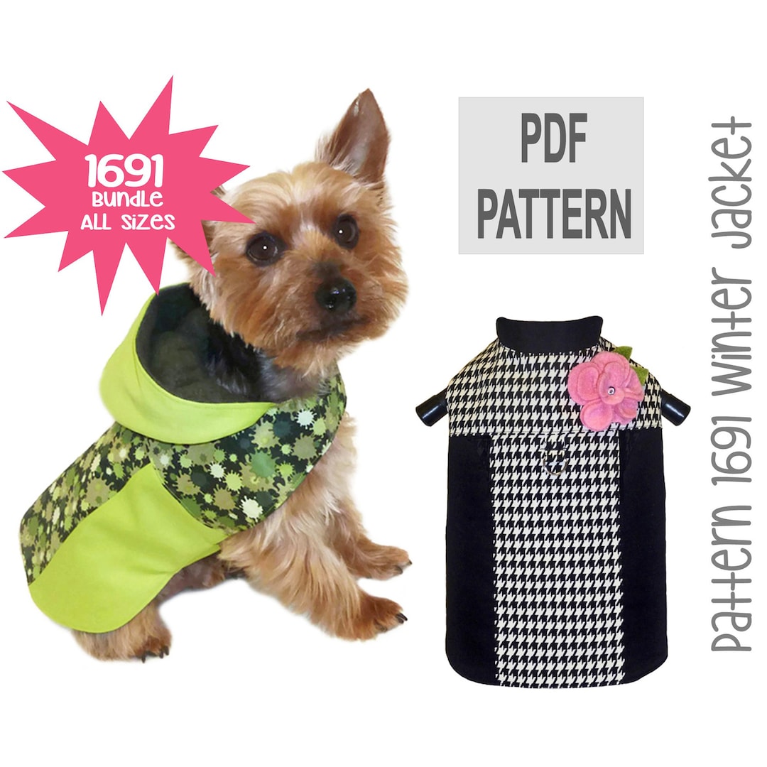 Winter Dog Jacket Sewing Pattern | Bundle All Sizes | PDF DIY Collar or ...