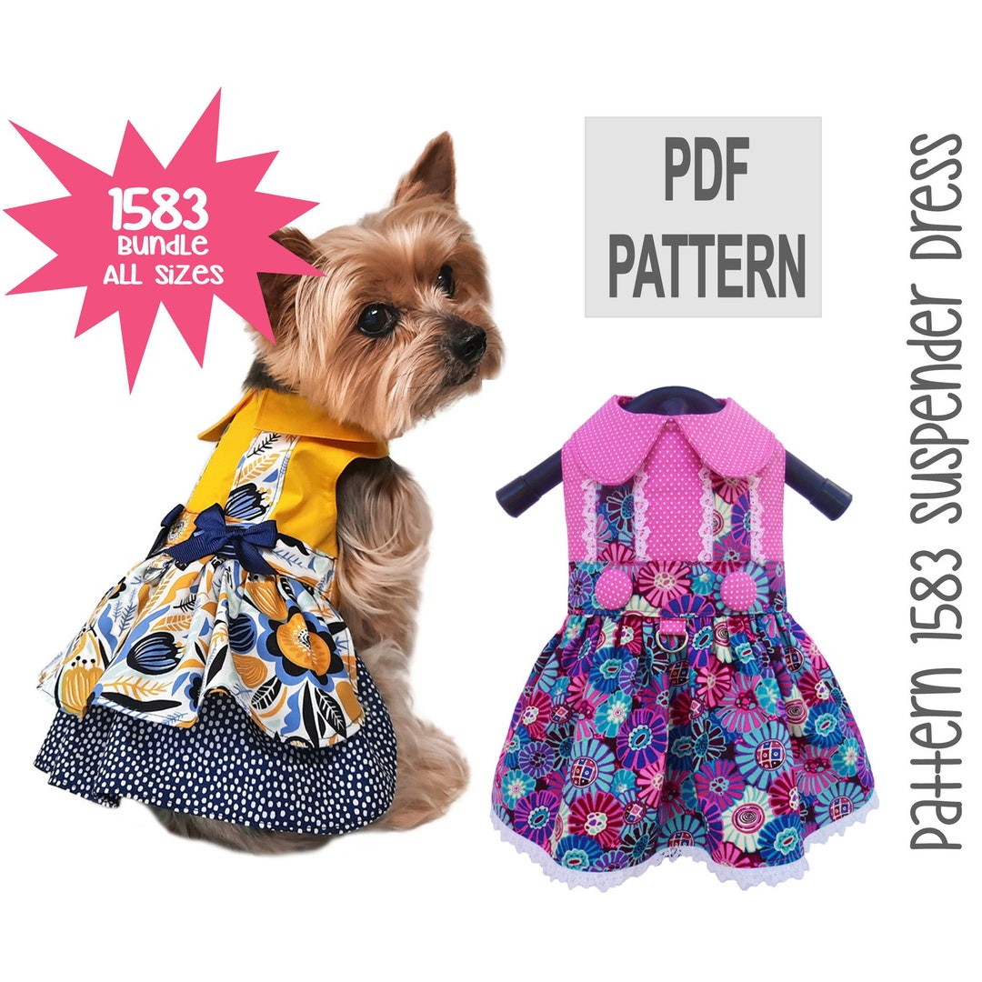 Suspender Dog Dress Sewing Pattern | Bundle All Sizes | PDF DIY Double ...