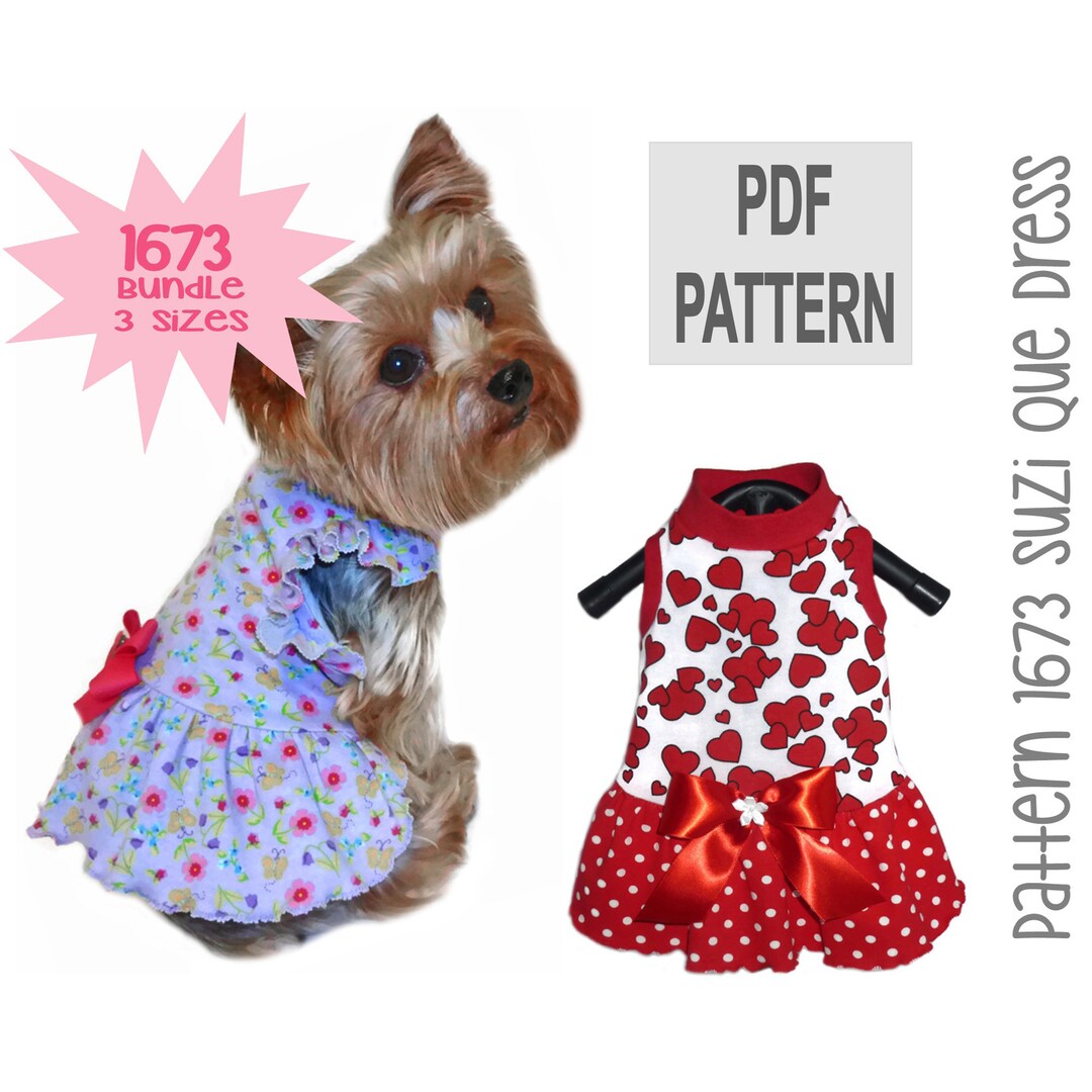 Knit Dog Dress Sewing Pattern | Bundle 3 Sizes | PDF DIY Ruffle Outfit ...