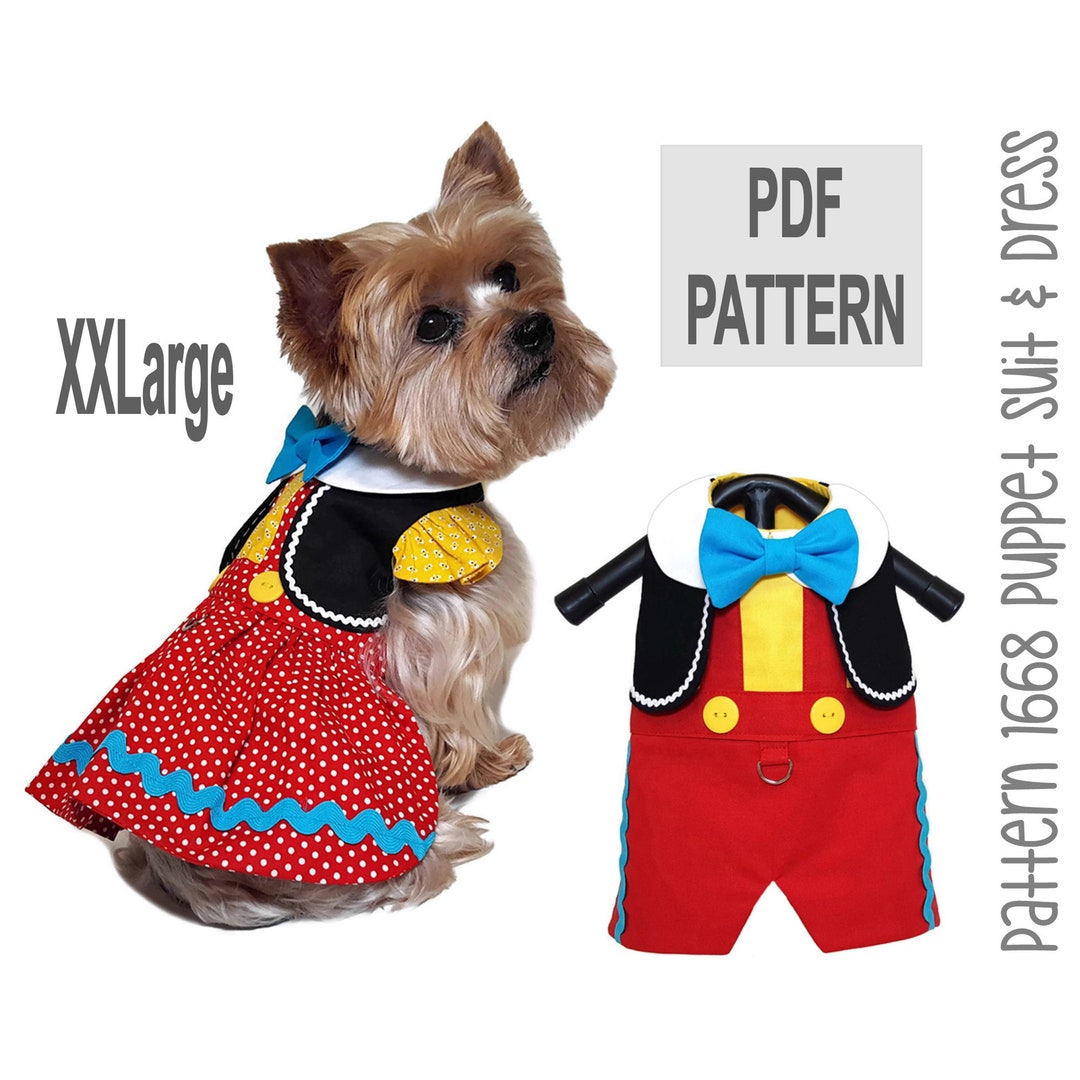 Puppet Dog Dress and Dog Suit Sewing Pattern 1668 Dog Costume Patterns ...