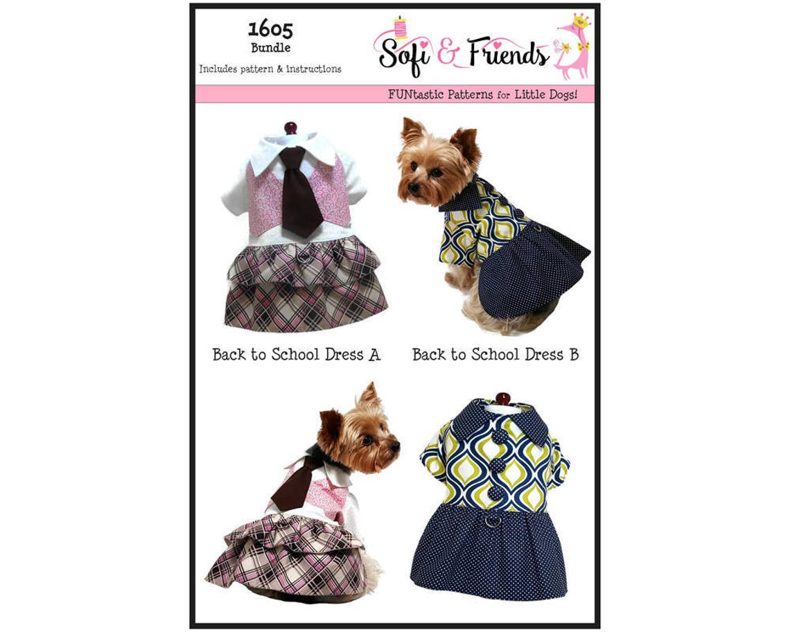Back to School Dog Dress Sewing Pattern 1605 Small Pet Dog | Etsy