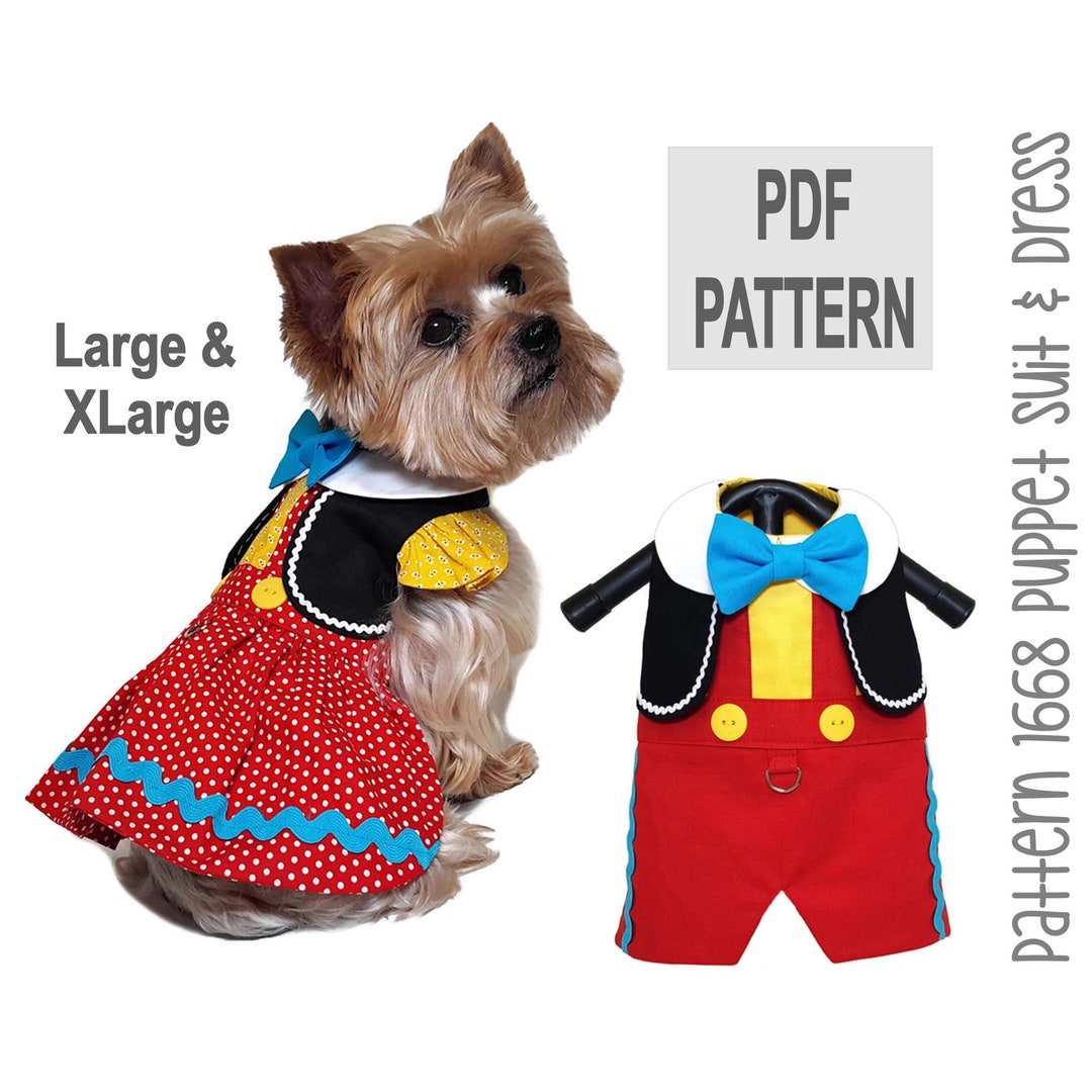 Puppet Dog Dress and Dog Suit Sewing Pattern 1668 Dog Costume Patterns ...