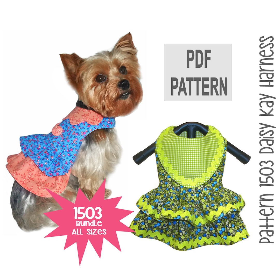 Dog Harness Sewing Pattern 1503 Bundle All Sizes Small Dog Ruffle ...