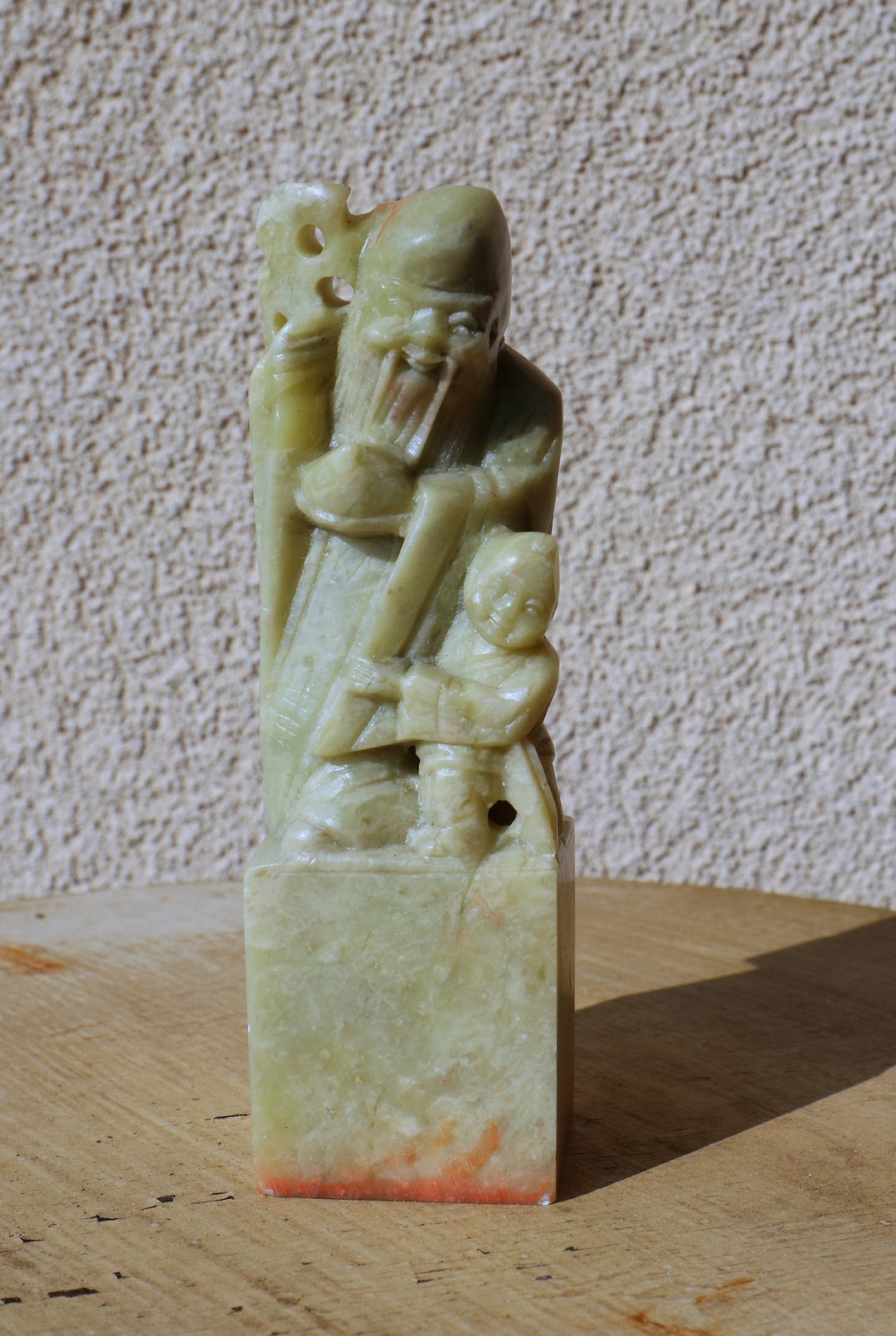 Vintage Shou Lao Xing CARVED HARDSTONE Wax Seal Stamp Asian Chinese ...