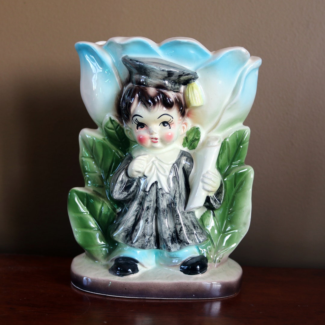 Vintage Adorable Graduate Graduation Boy With Hat and Diploma Figural ...