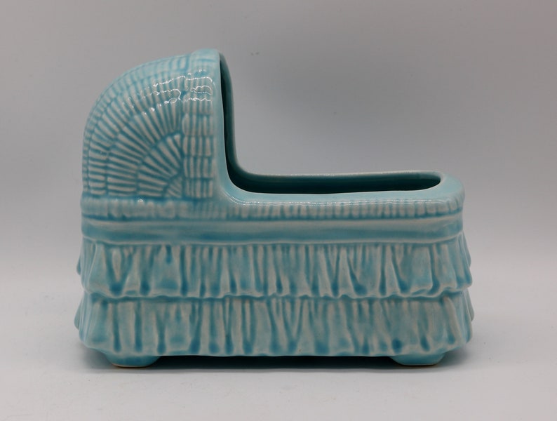 Vintage Baby Boy Congratulations Bassinet Basket Planter Blue 1950s ...