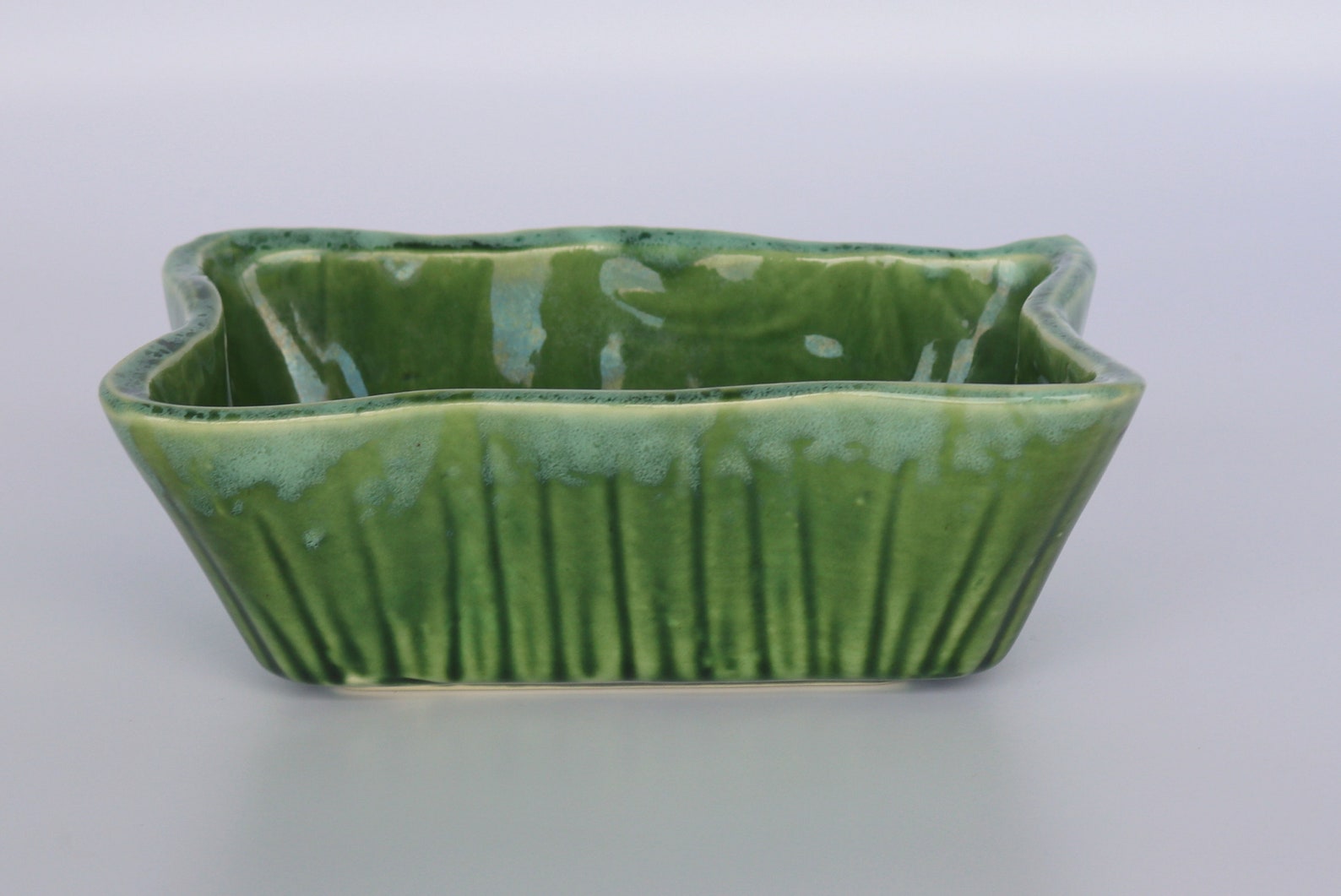 Vintage Art Pottery AVOCADO Green Drip Rectangle Vase/planter - Mid ...