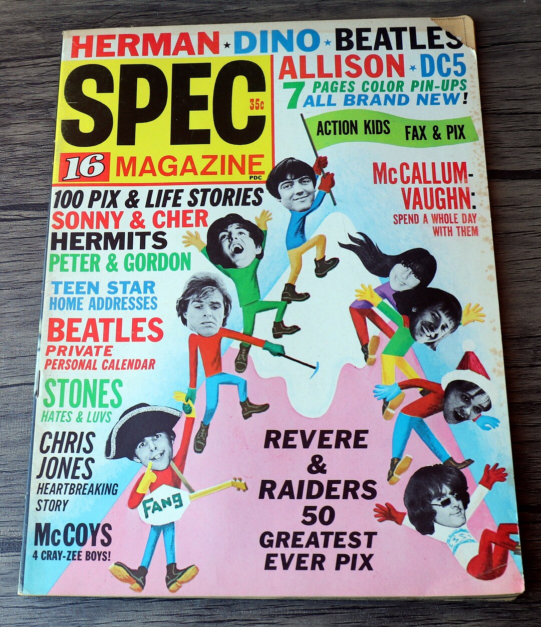 Vintage 16 MAGAZINE Spec Winter 1966 Beatles Lee Majors Dino Desi Sonny ...
