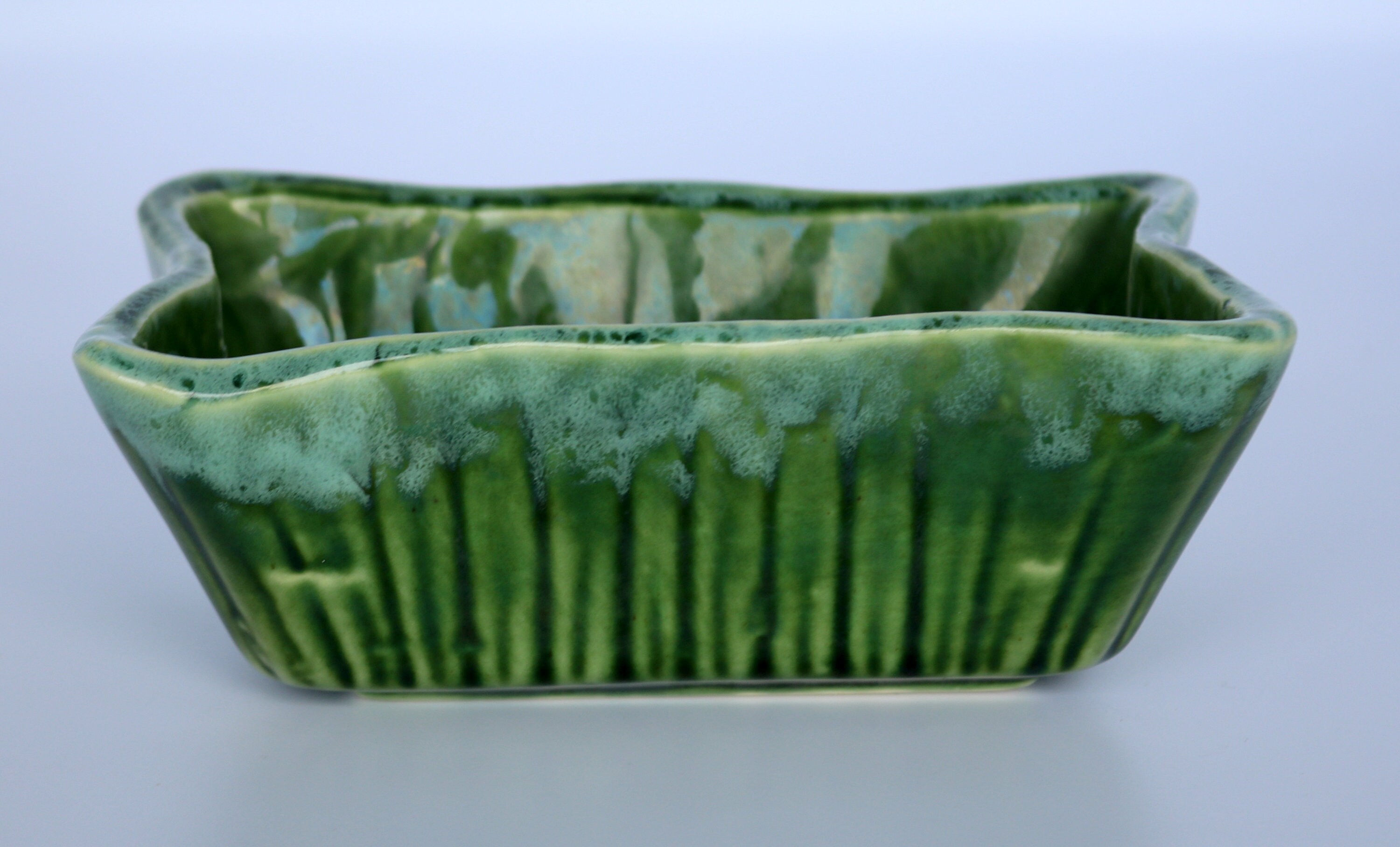 Vintage Art Pottery AVOCADO Green Drip Rectangle Vase/planter - Mid ...