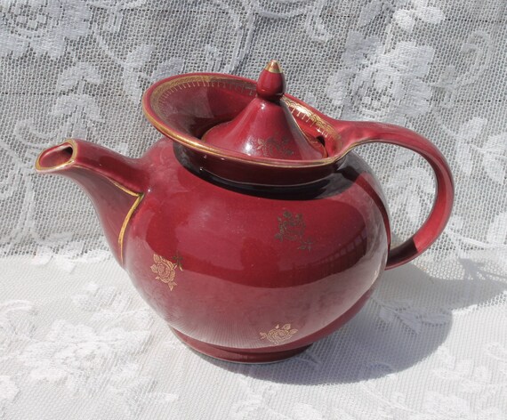 Vintage HALL TEAPOT 6-cup Made in USA Maroon Dark Mauve - Etsy