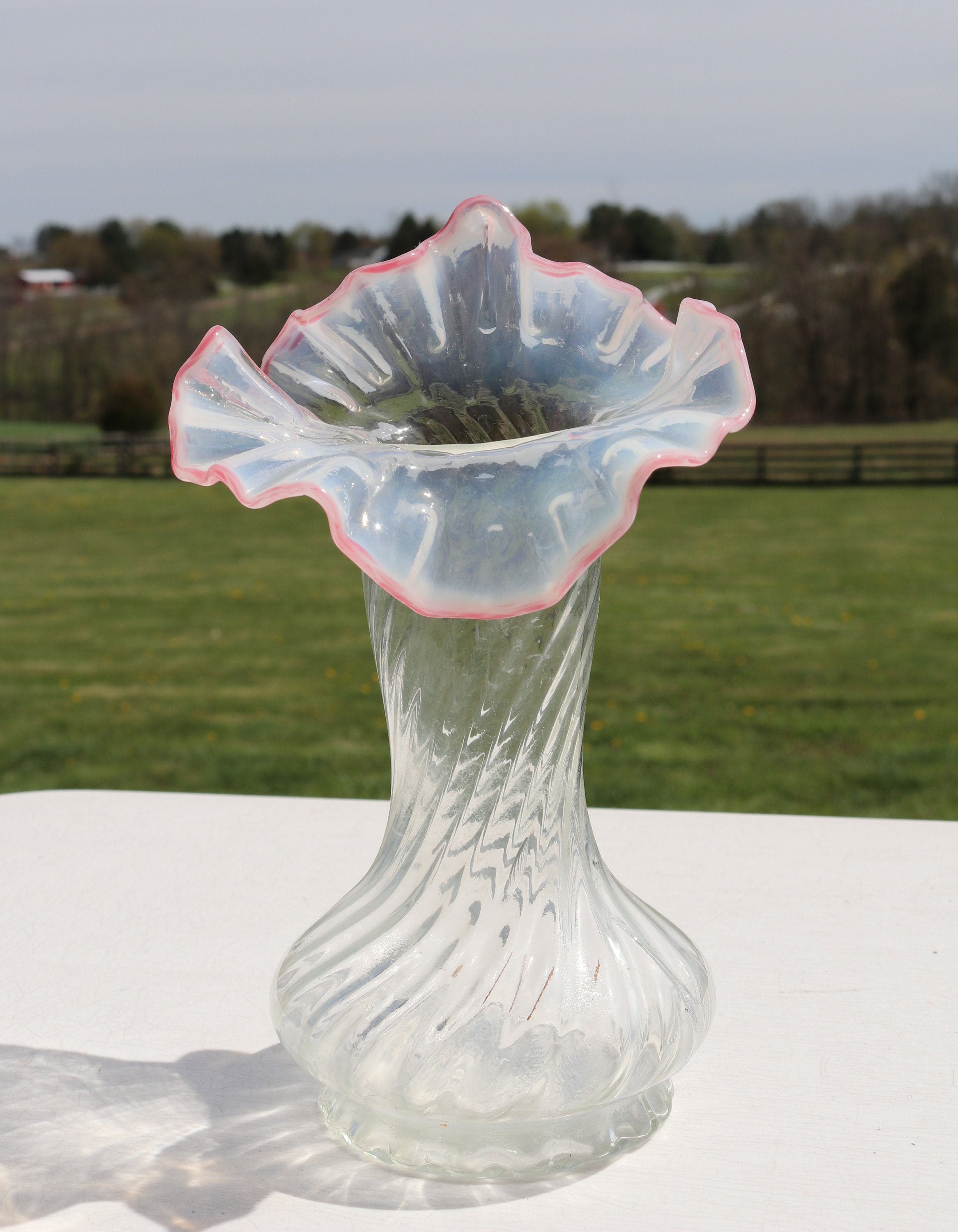 Antique Opalescent Swirl Art Glass Jack in the Pulpit VASE | Etsy