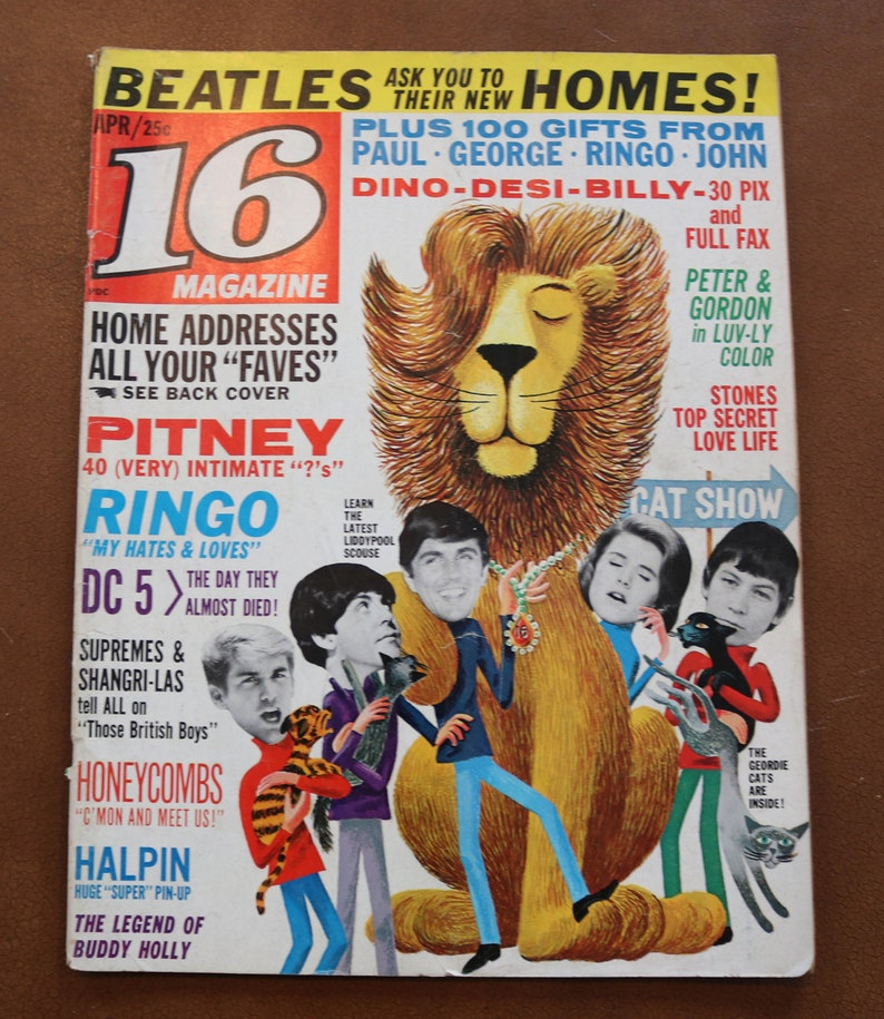 Vintage 16 MAGAZINE April 1965 BEATLES Dave Clark Five - Etsy