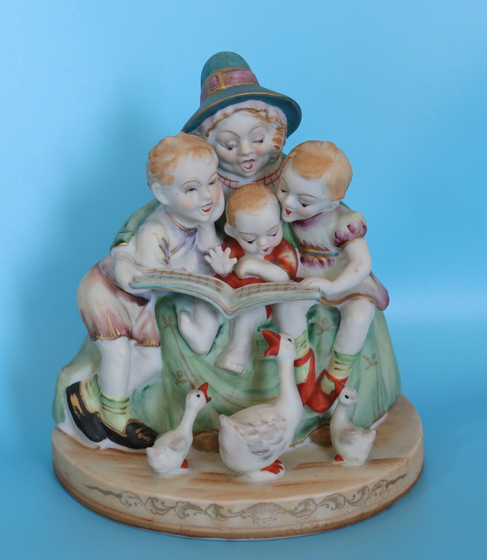 Vintage Bisque Porcelain Figural MOTHER GOOSE Nursery Rhyme - Etsy