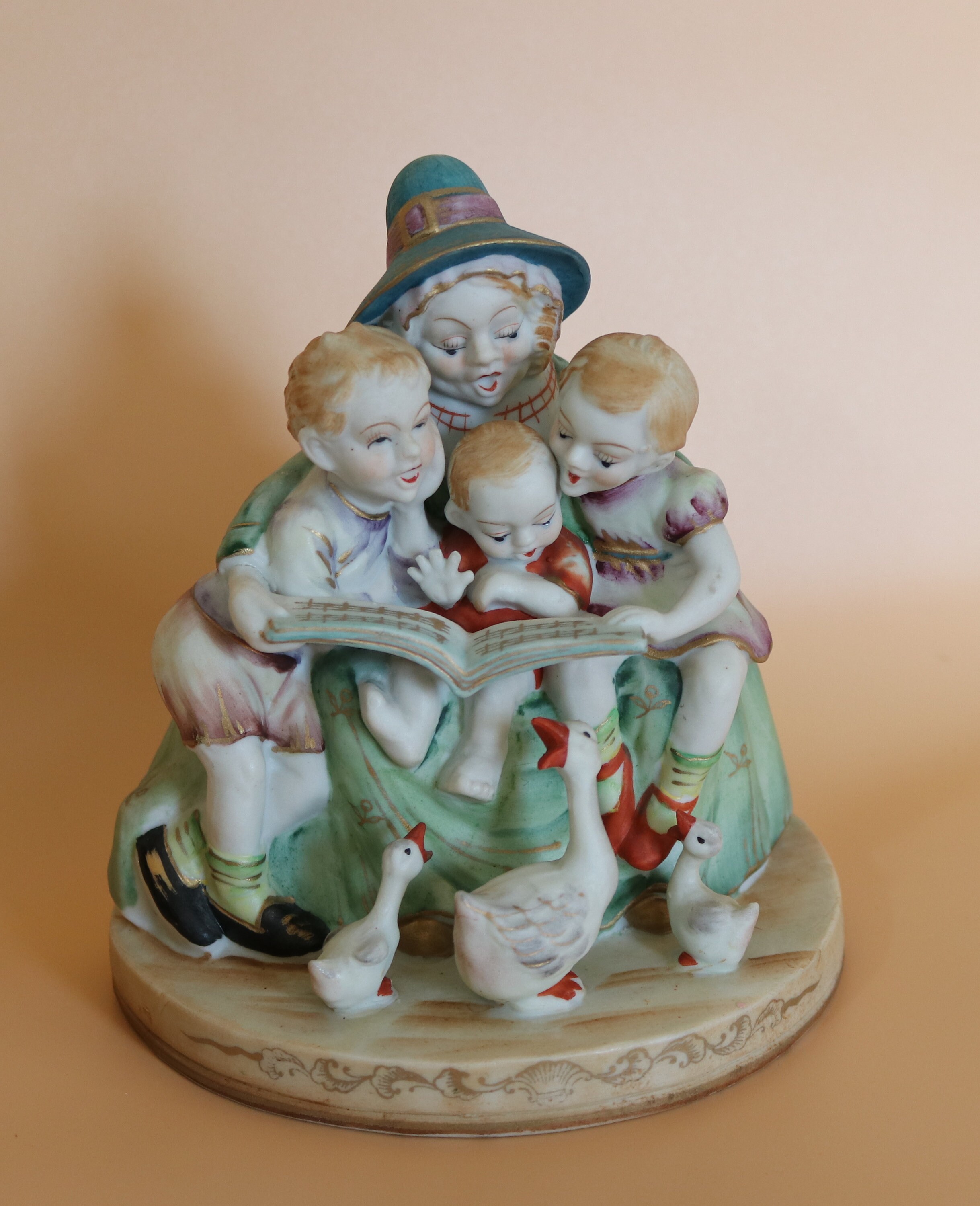 Vintage Bisque Porcelain Figural MOTHER GOOSE Nursery Rhyme | Etsy